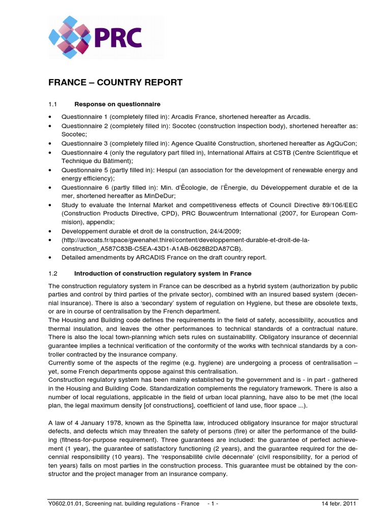 Report PRC Lead Market Construction France | PDF | Sustainability ...