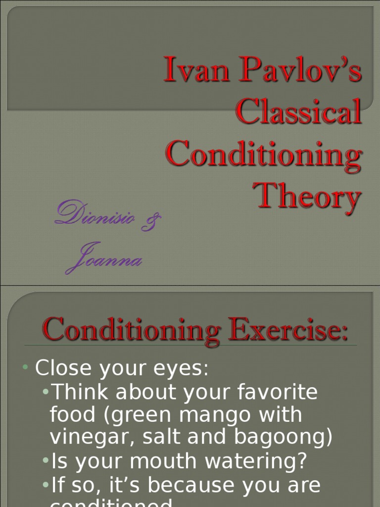 Ivan Pavlov - S Classical Conditioning Theory | PDF