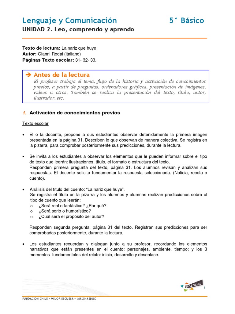Unidad 2 Leo Comprendo y Aprendo 5 Basico | Lectura (proceso) | Maestros