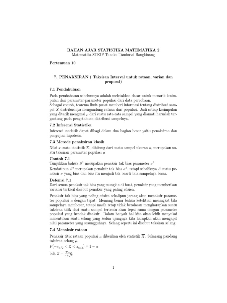 Pertemuan 9 Statmat 2 | PDF