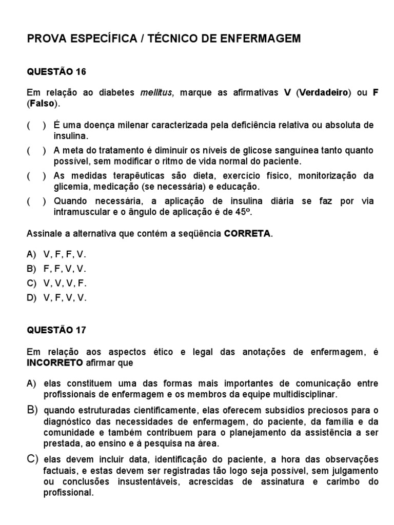 ComentáRios Provas De Hospitais Para TéCnicos De Enfermagem Se Tornando ...