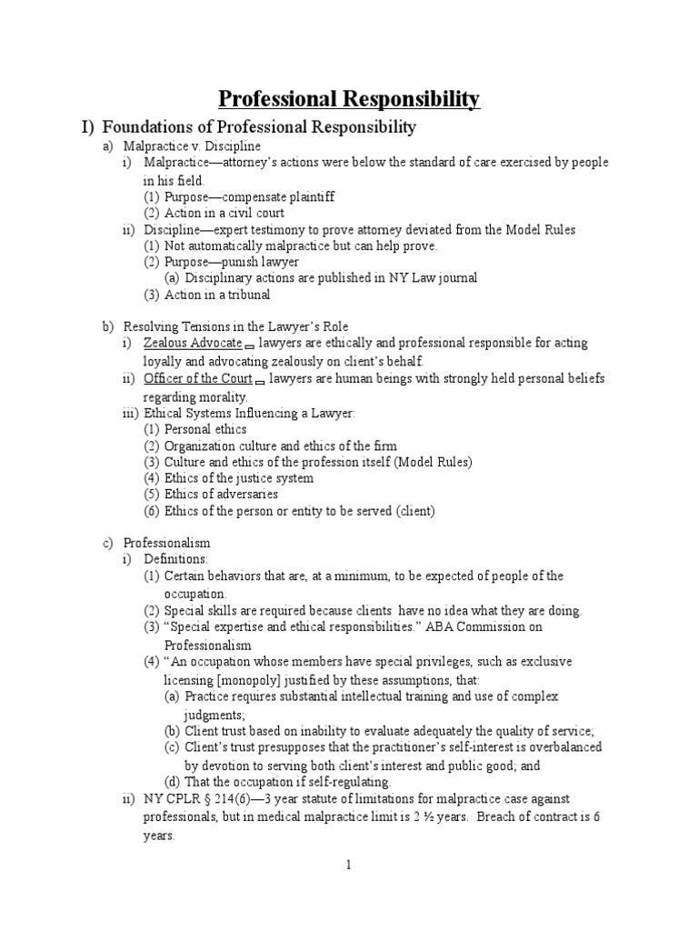 Professional Responsibility Outline | PDF | Confidentiality | Attorney ...