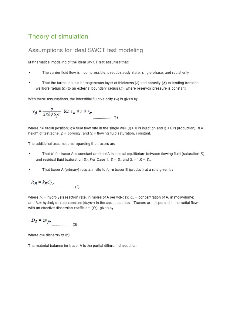 Theory of Simulation: Assumptions For Ideal SWCT Test Modeling | PDF ...