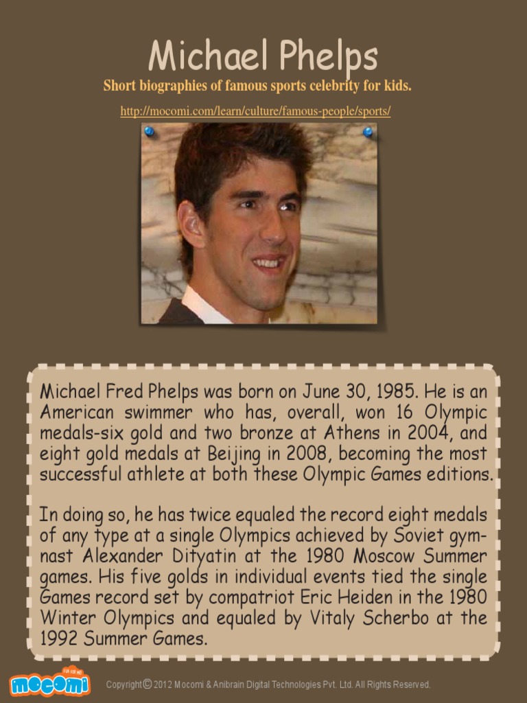 Michael Phelps: A Kid's Biography | PDF | Nations At The Olympics ...