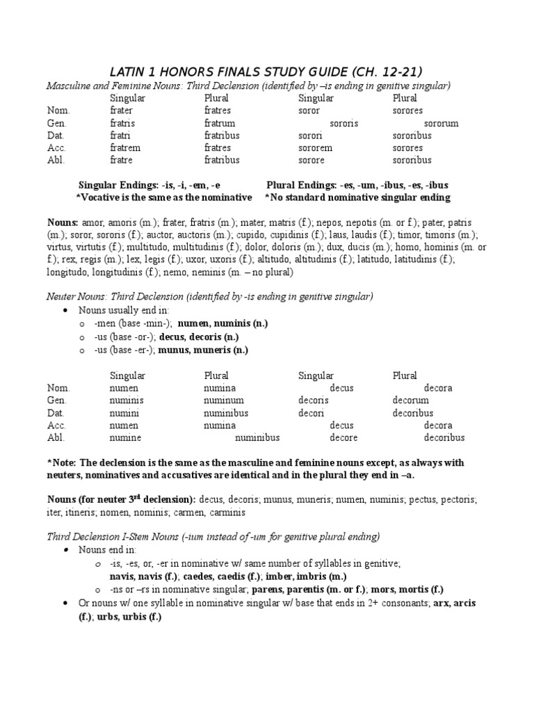Latin 1 Finals Study Guide | PDF | Aeneas | Minotaur