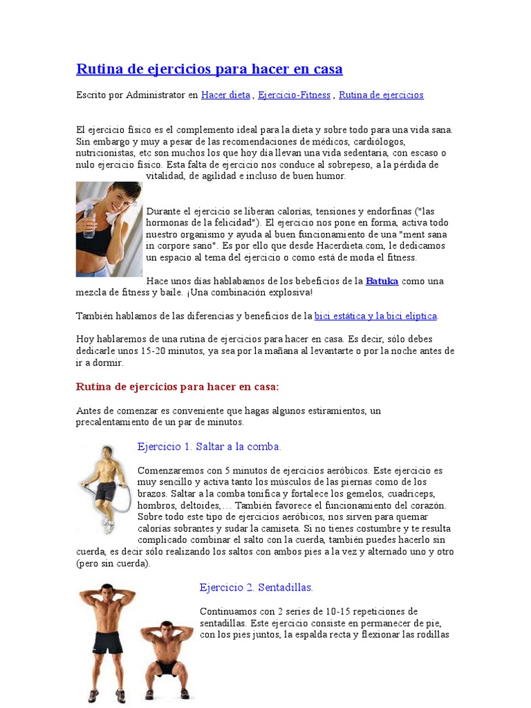 Rutina de Ejercicios para Hacer en Casa | PDF | Ejercicio físico | Abdomen