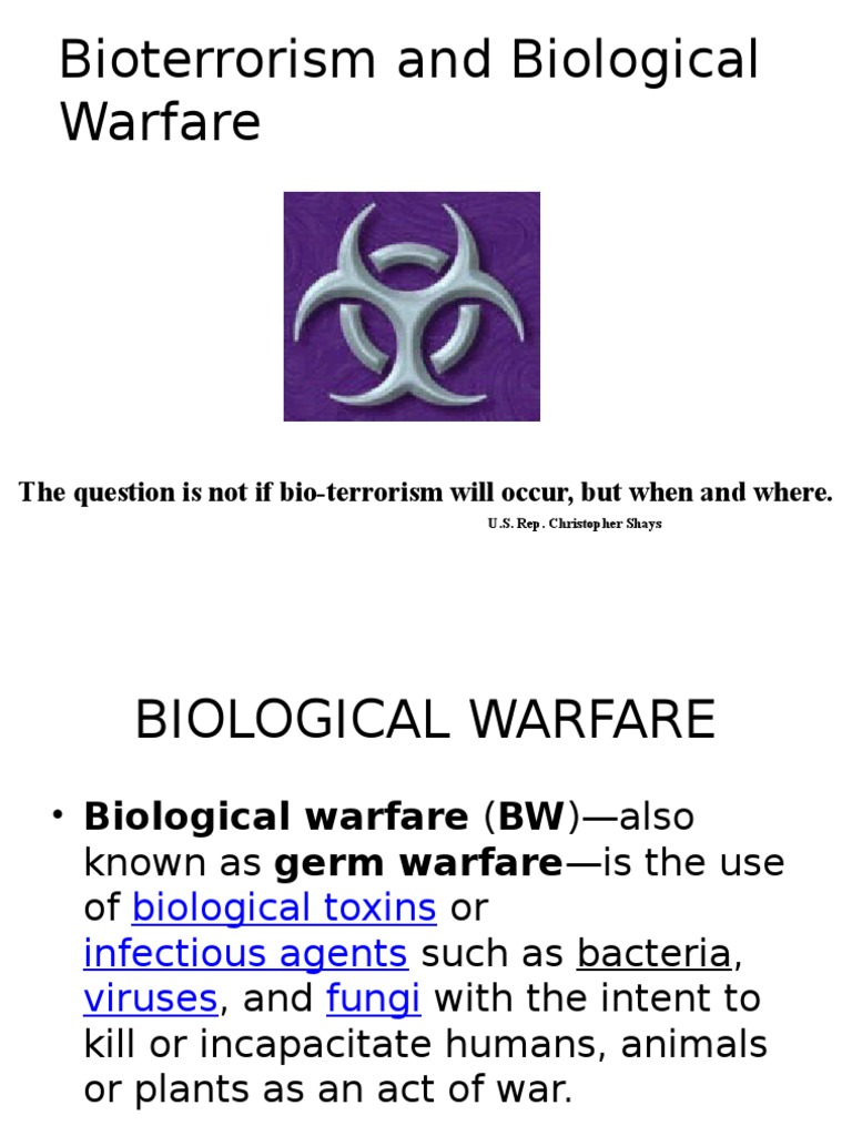 Bioterrorism and Biological Warfare | Biological Warfare | Public Health
