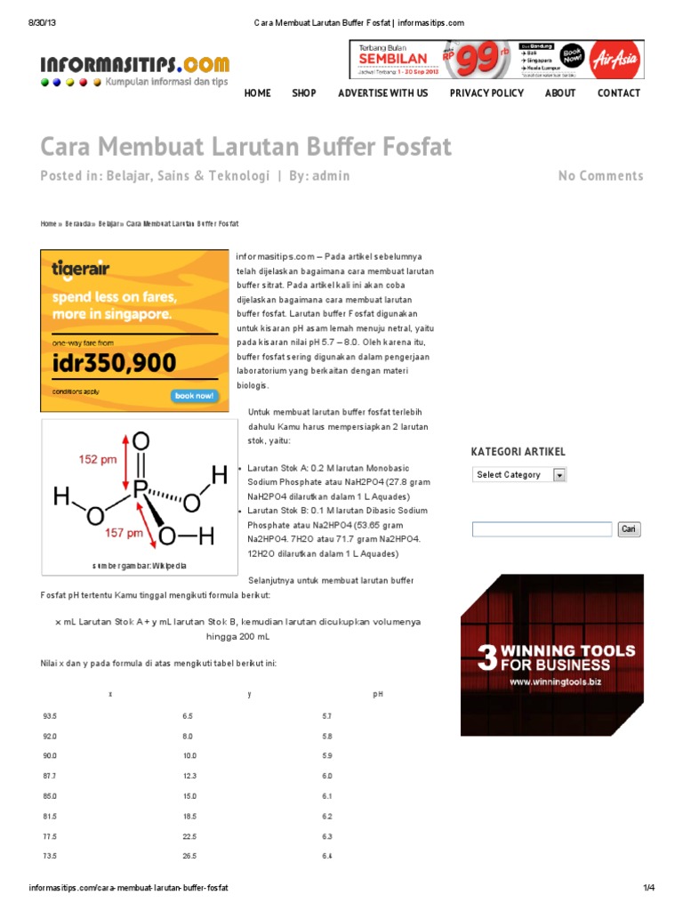 Cara Membuat Larutan Buffer Fosfat | PDF