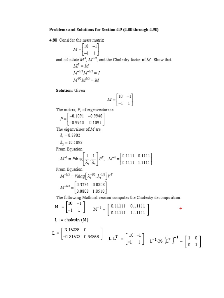 SolSec 4 - 9 PDF | PDF | Eigenvalues And Eigenvectors | Normal Mode