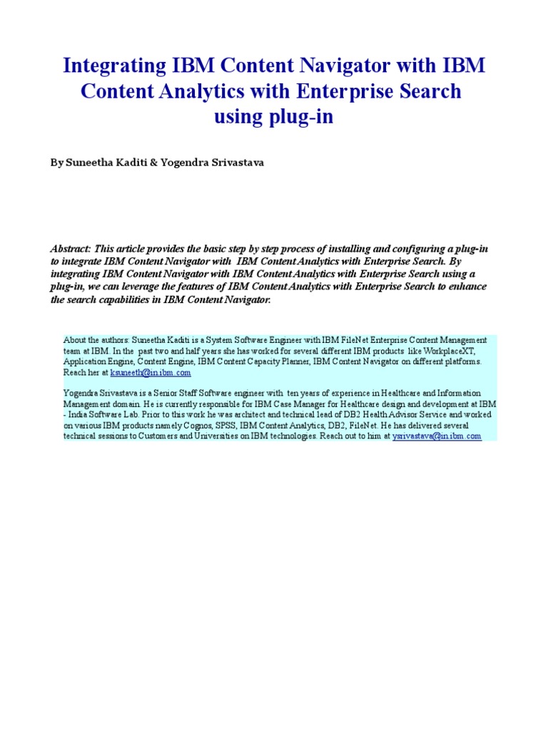 Integrating Ibm Content Navigator With Ibm Content Analytics With