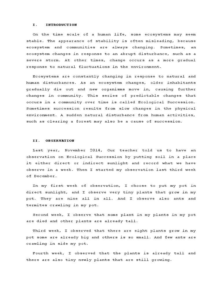 Ecological Succession Observation | PDF | Disturbance (Ecology) | Ecology