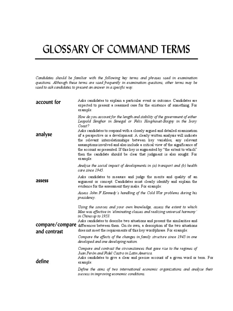 Ib Glossary Command Terms Explanation | PDF | Argument | Concept