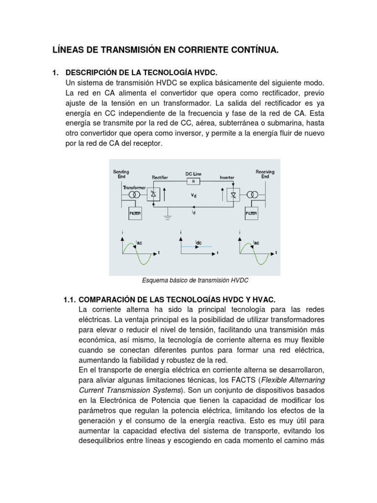 Líneas de Transmisión en Corriente Contínua | PDF | Corriente alterna ...