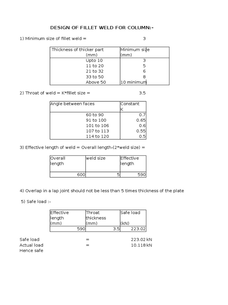 Fillet Weld Design for Columns | PDF | Teaching Methods & Materials ...