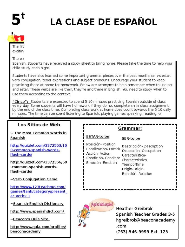 Spanish Class Updates and Resources | PDF