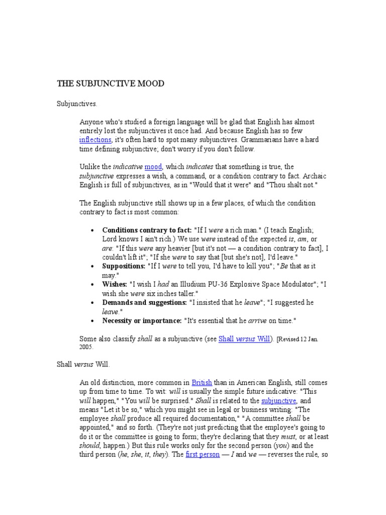 The Subjunctive Mood | PDF | English Language | Style (Fiction)