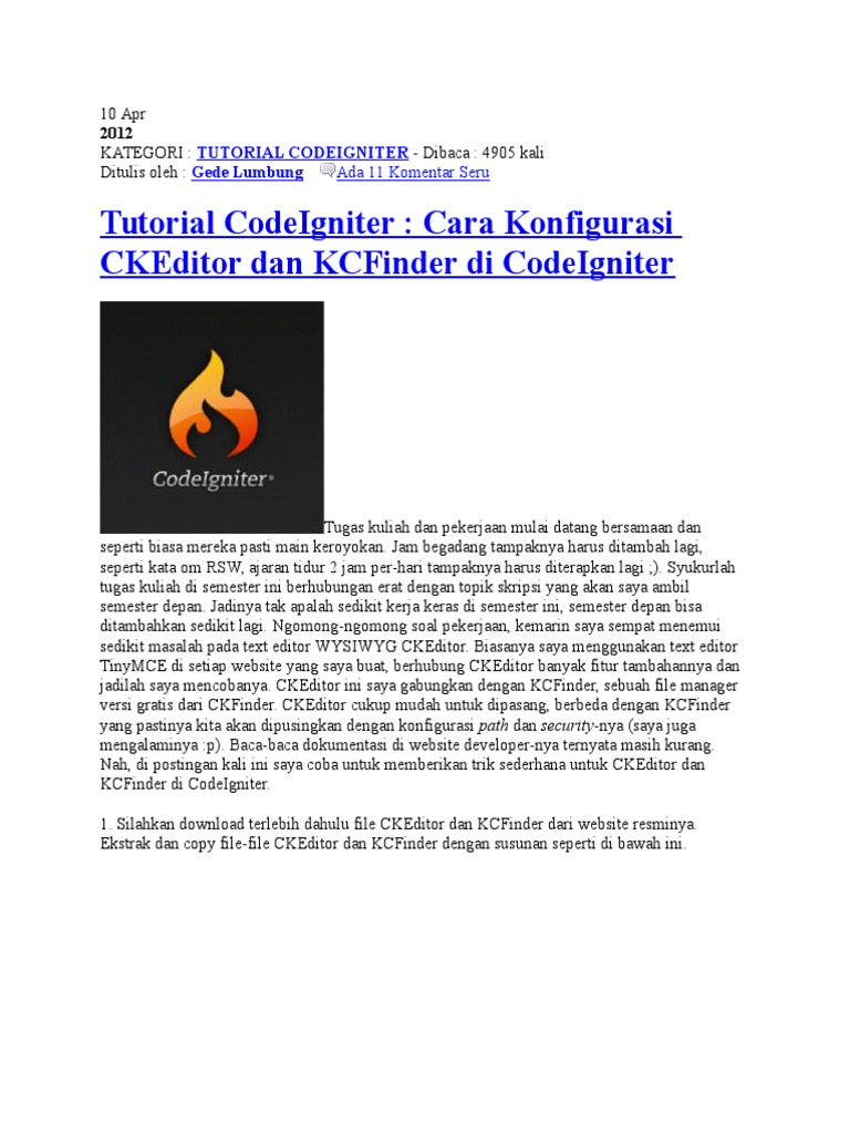 Integrasi Kcfinder Dan Ckeditor | PDF