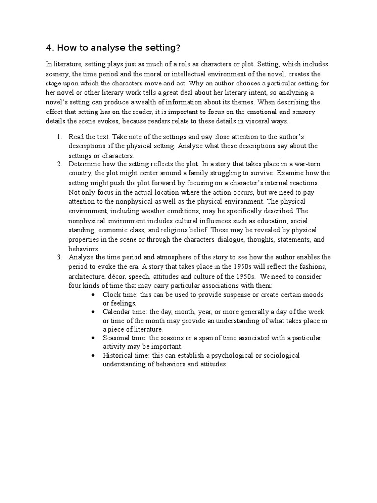 Analyzing Literary Setting Essentials | PDF | Science & Mathematics ...