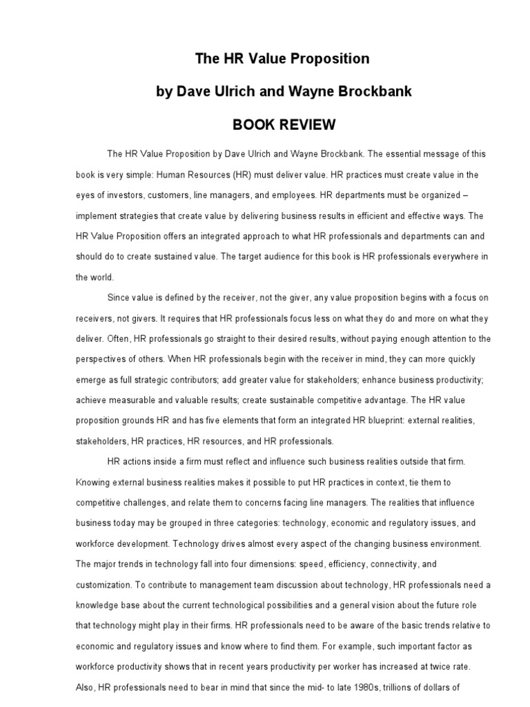 the-hr-value-proposition-book-review-pdf-human-resources-human