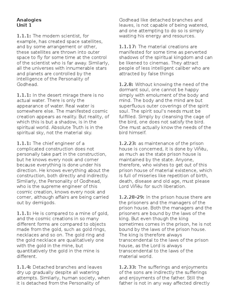 Analogies Unit 1 | PDF | Brahman | Soul