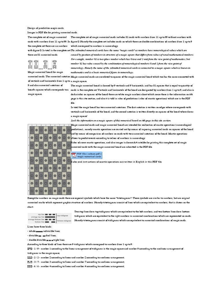 Magic Numerology Cards & Board Design | PDF | Hera | Calendar