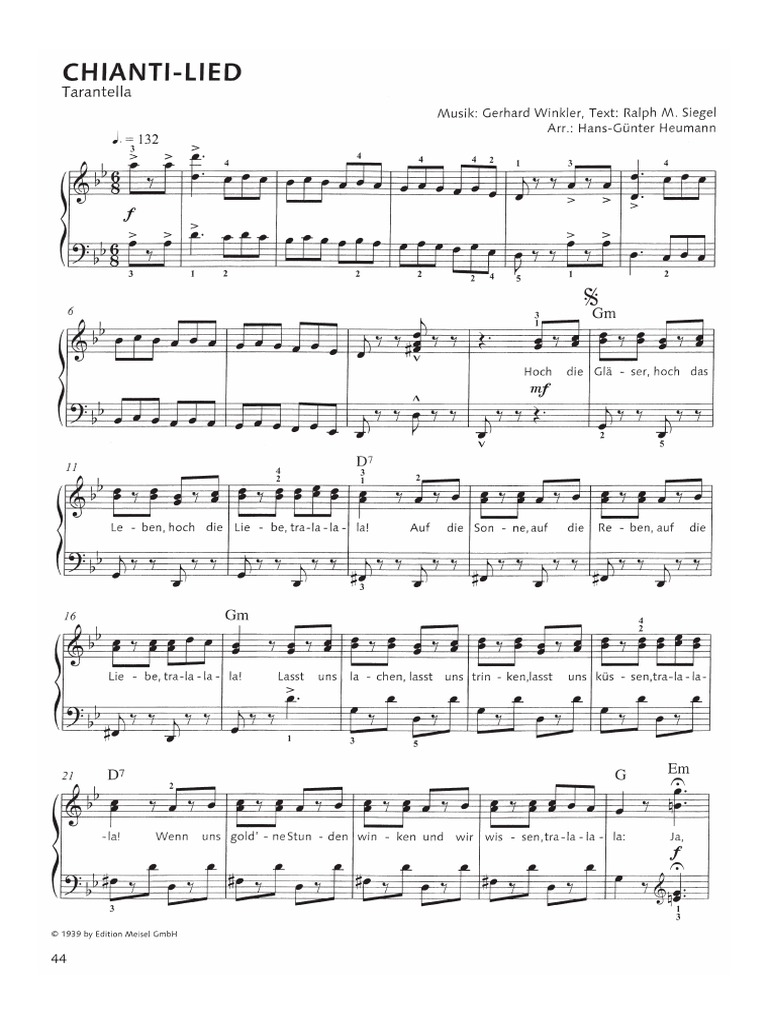 Tarantella Chianti Lied | PDF