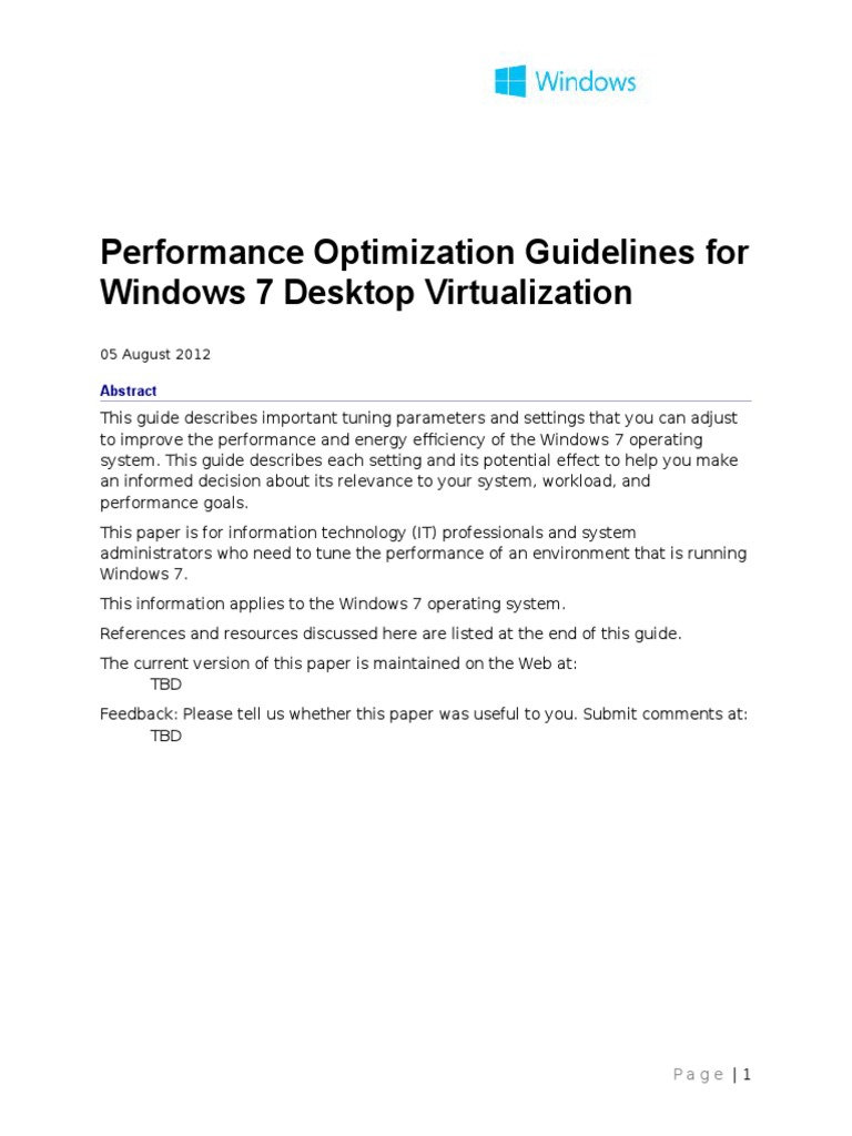 Performance Tuning Guidelines For Windows 7 Desktop Virtualization v1.9 ...