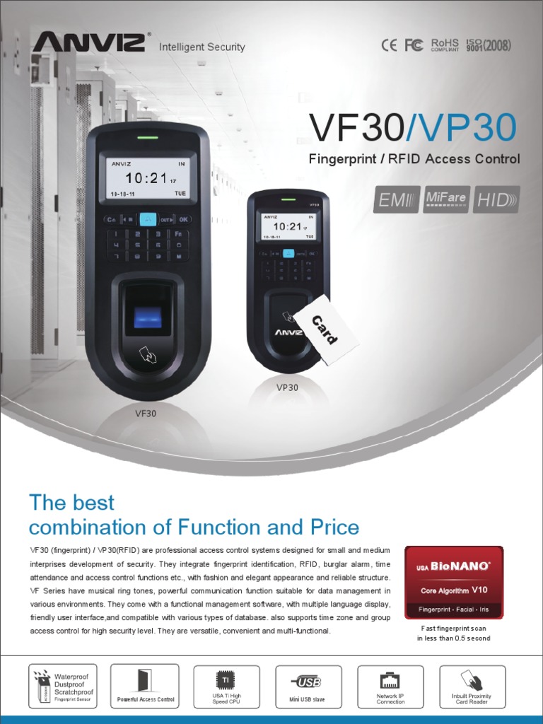 99964_VF30-VP30-Catalogue-En(1).pdf | Access Control | Radio Frequency ...