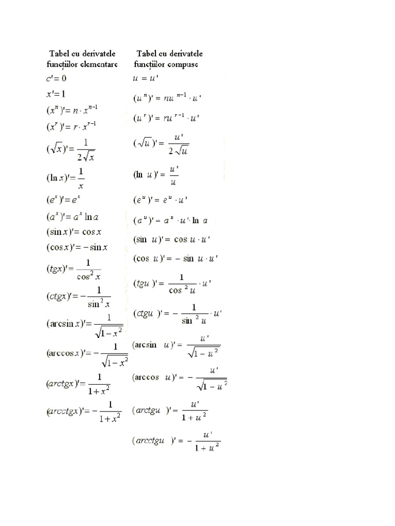 Reguli de Derivare | PDF