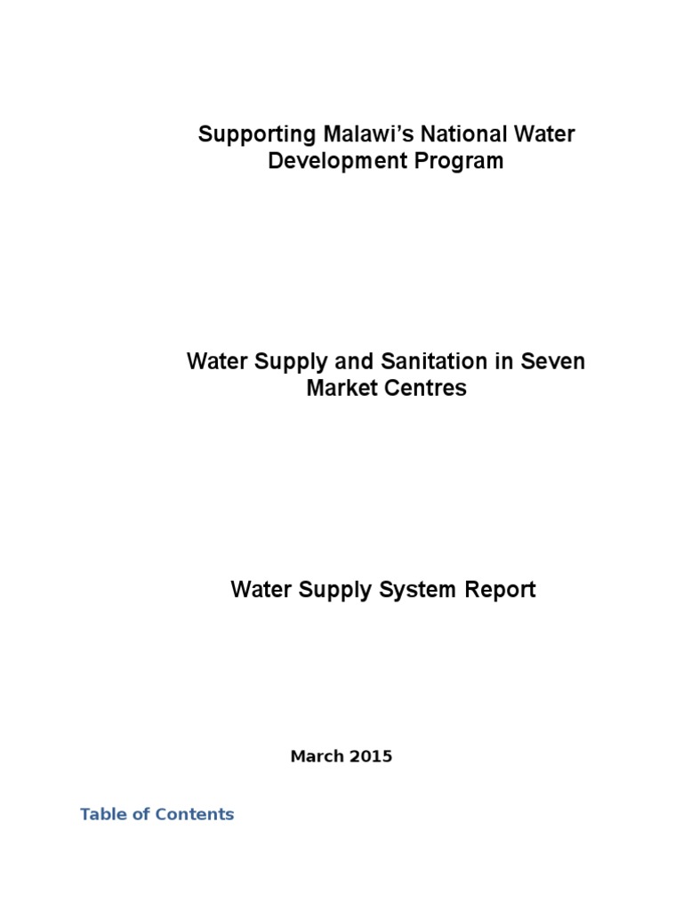 Market Centres Water Supply System Report 18 January 2010 | PDF | Water ...