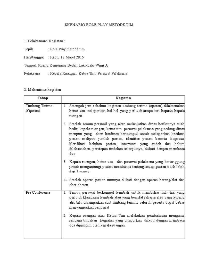 Skenario Role Play Metode Tim | PDF