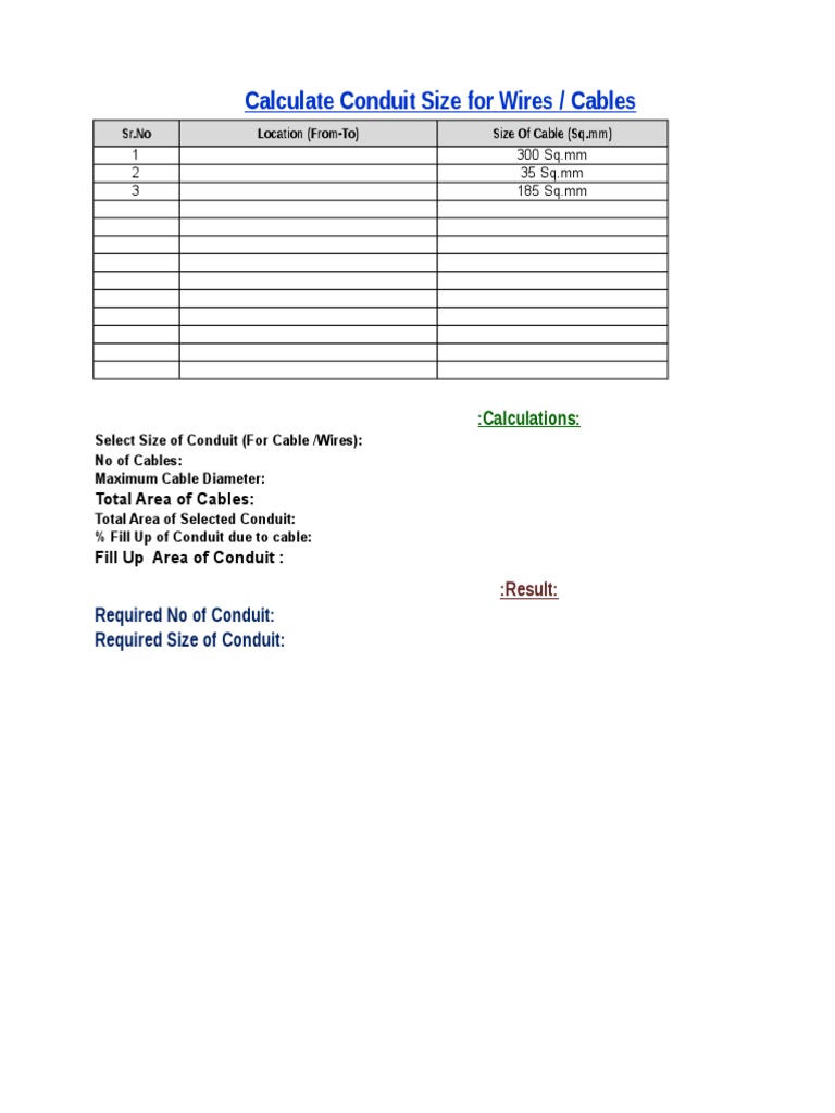 Calculate Conduit Size for Cables | PDF