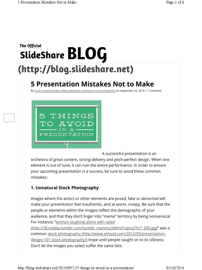 5 Presentation Mistakes Not To Make | PDF | Extraversion And ...