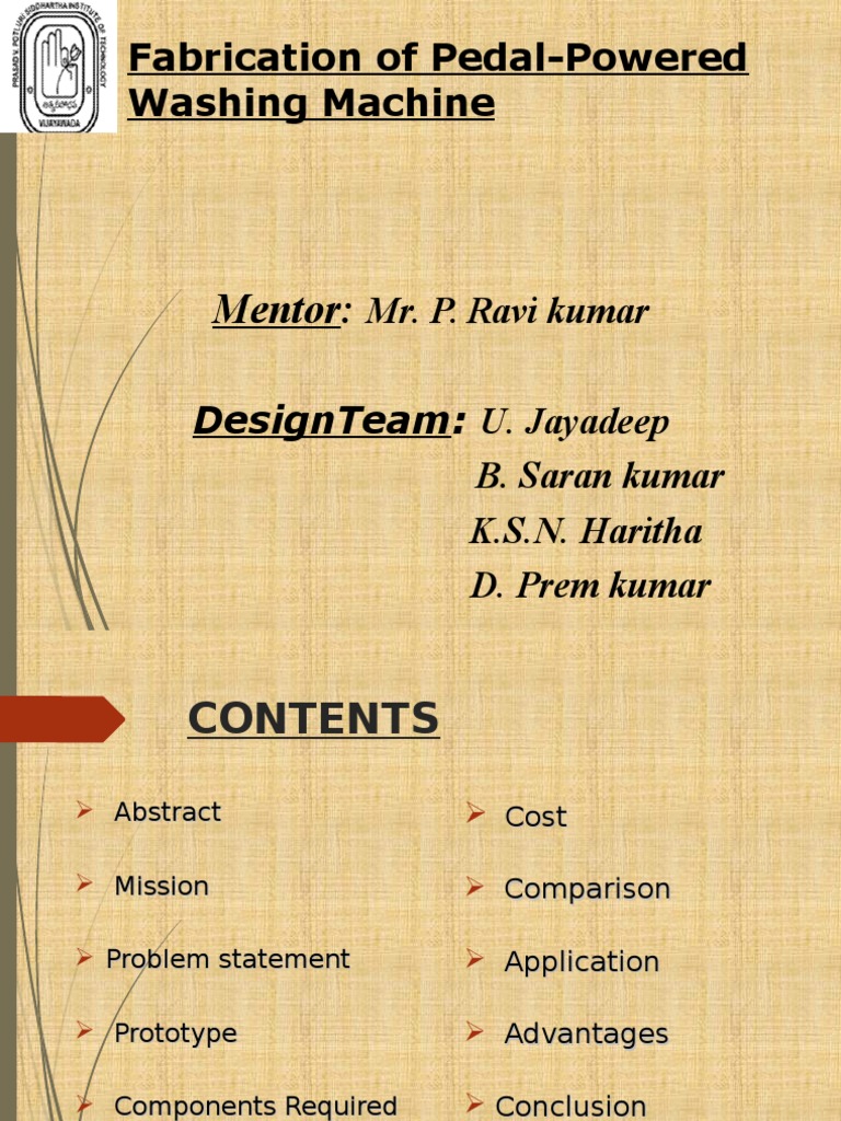 PPT | PDF | Washing Machine | Machines