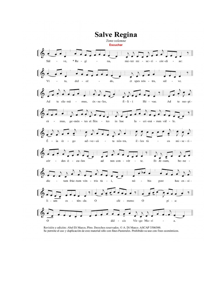 01 Salve Regina - Tonus Solemnis - Canto Gregoriano | PDF