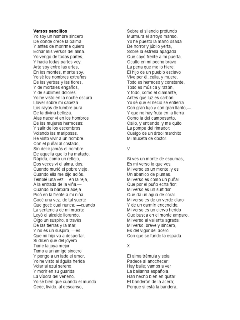 Versos Sencillos - Jose Marti | PDF | Naturaleza