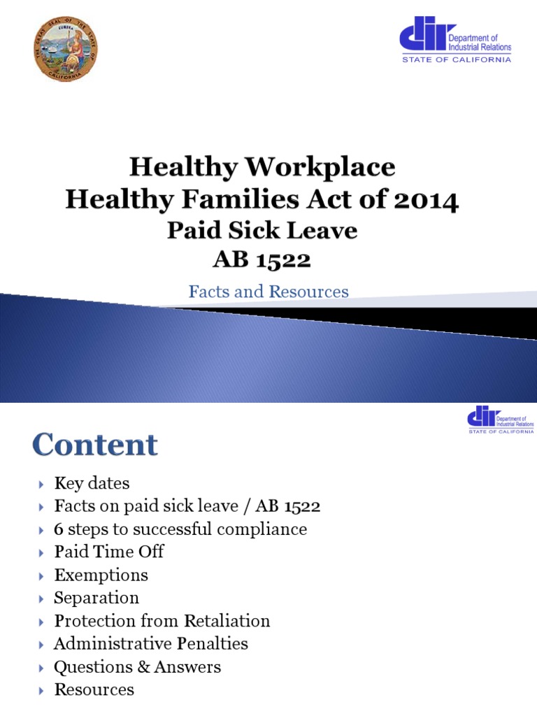 California Paid Sick Leave Overview | PDF | Sick Leave | Accrual