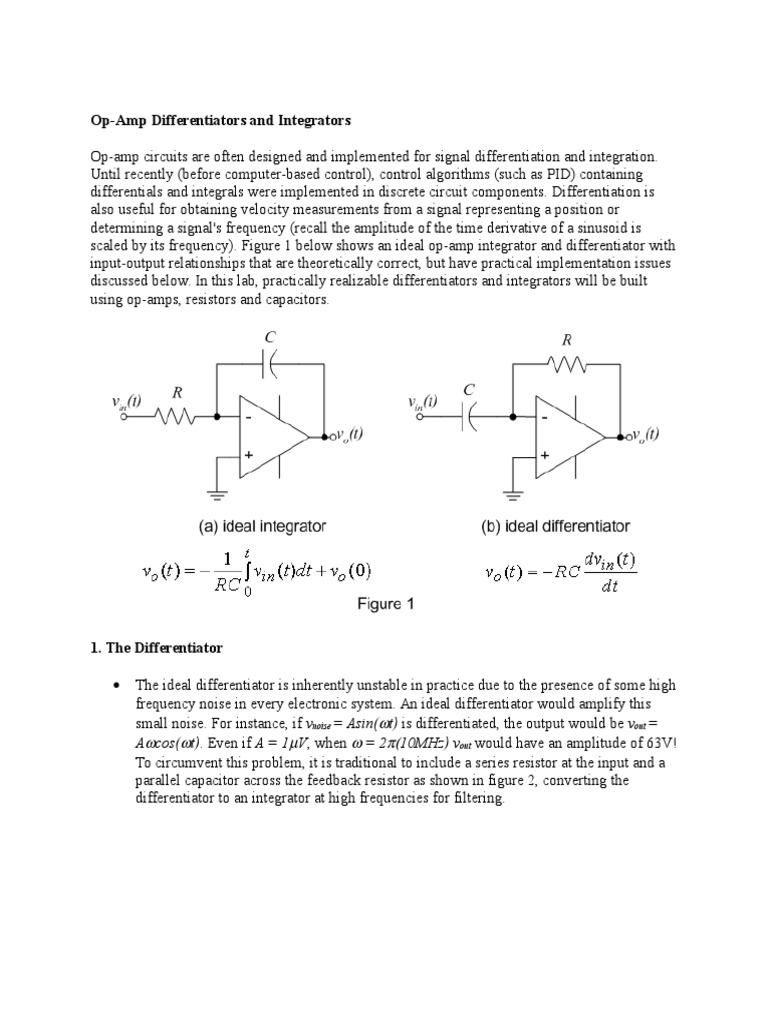 Differentiator and Integrator | PDF | Operational Amplifier | Amplifier