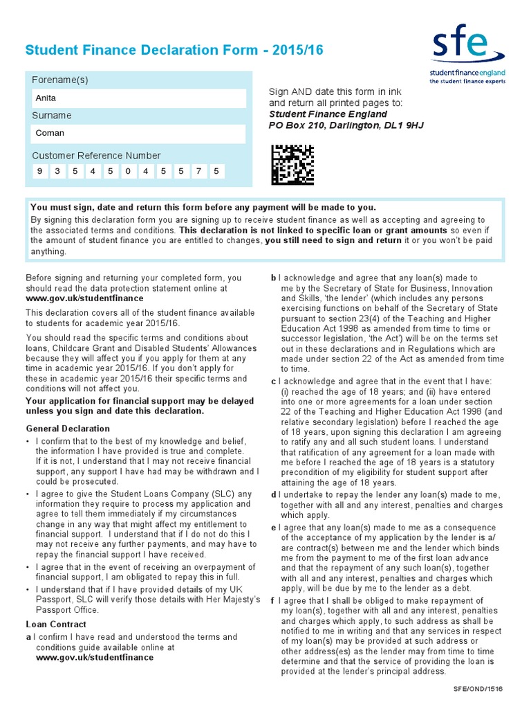 Online Declaration Form 1516 | PDF | Loans | Interest