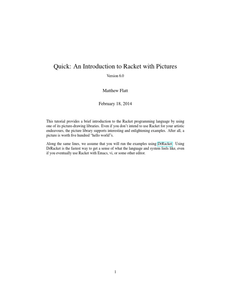 Quick Introduction of Racket | PDF | Anonymous Function | Scheme ...