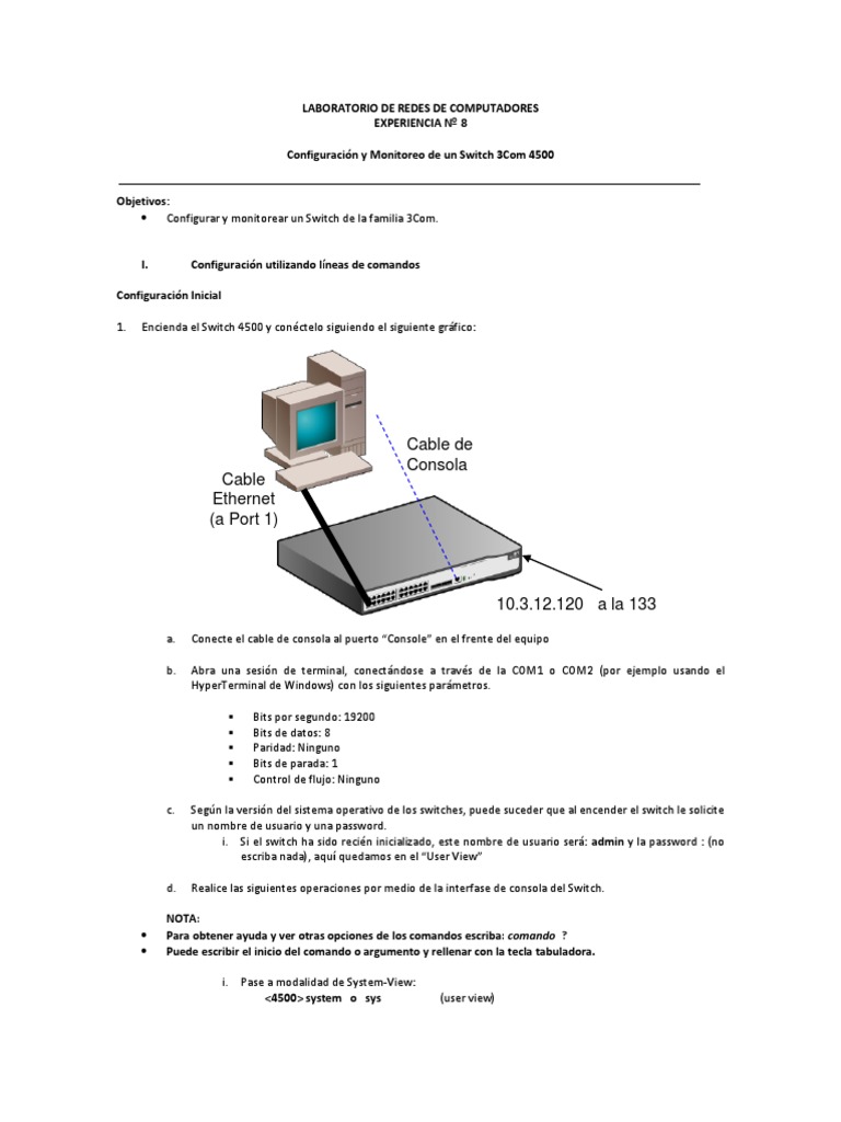 3com Switch Superstack 3 4500 Spa Configuracion Basica | PDF | Dirección IP | Estándares de red