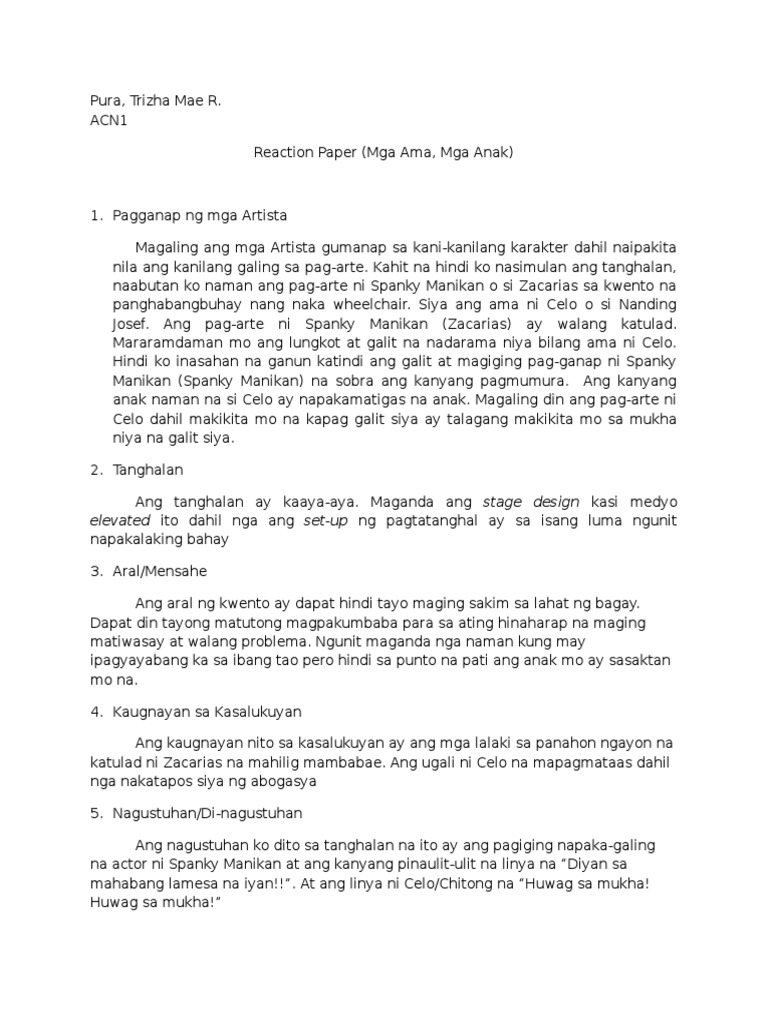 Reaction Paper | PDF