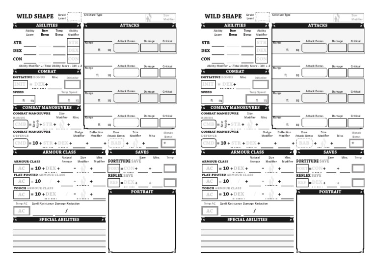 Wild Shape Wild Shape: STR DEX CON STR DEX CON | PDF