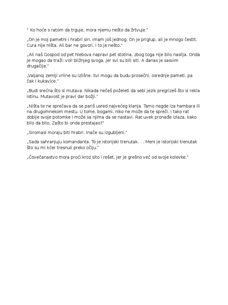 Majka Hrabrost (Citati) | PDF