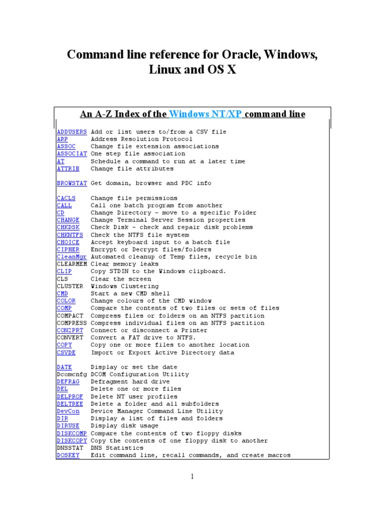 Command Line Reference | PDF | Computer File | Command Line Interface