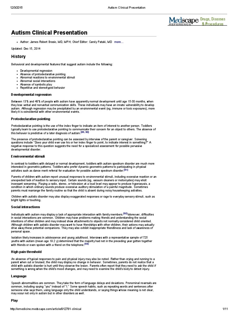 Autism Clinical Presentation | PDF | Autism | Autism Spectrum