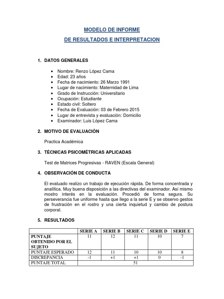 Modelo De Informe Imagui - Riset