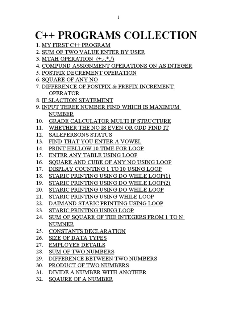 C++ Program Collection by M.Irfan Arshad (GCUF) | PDF | Matrix ...