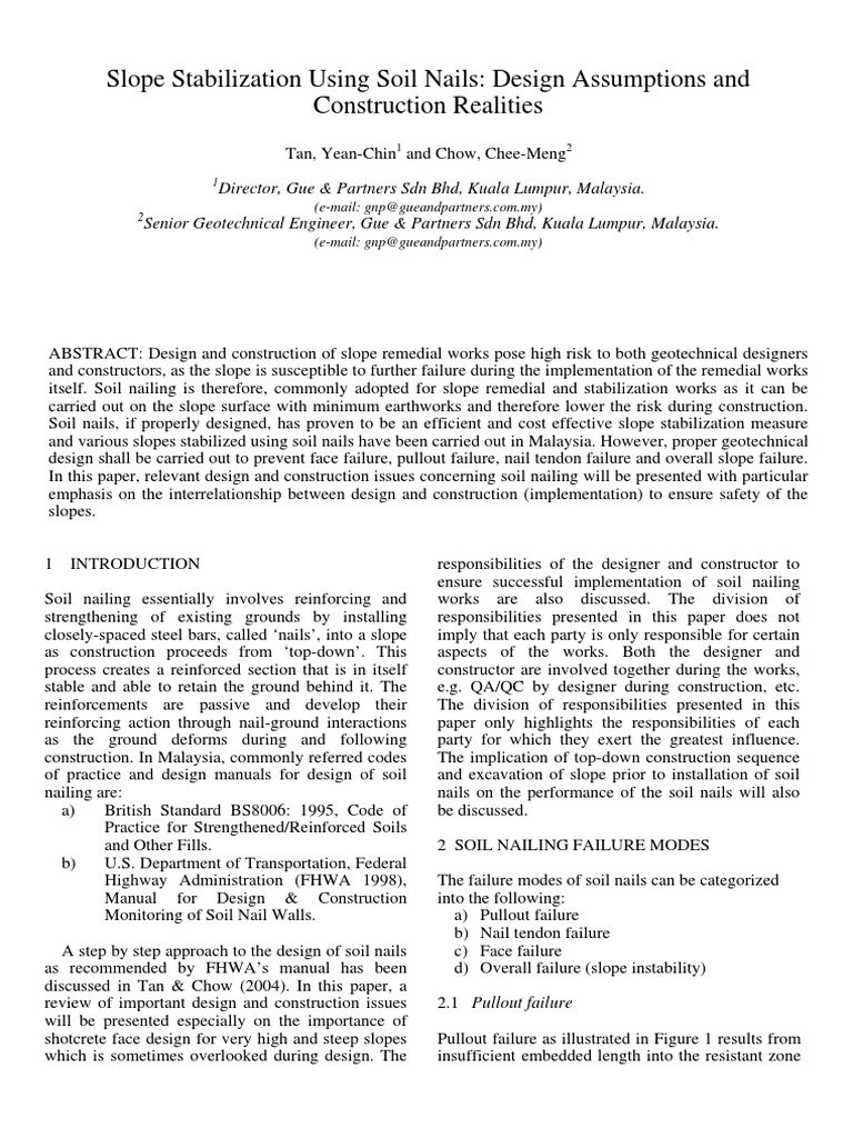 Failure of Soil Nail Walls | PDF | Geotechnical Engineering | Civil ...