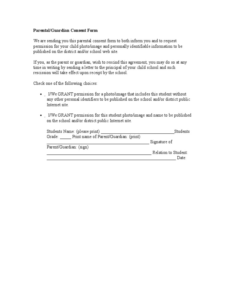 Parental Consent for Student Media Release | PDF